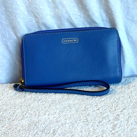 Coach | Bags | Coach Blue Wristlet | Poshmark